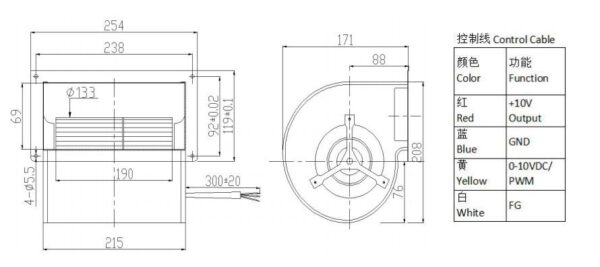 133*190mm 24/48V DC Double Inlet Centrifugal Blower Fan - Xhengxin
